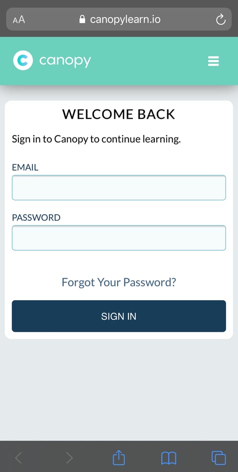 How do I access the CanopyLearn app on mobile devices?
